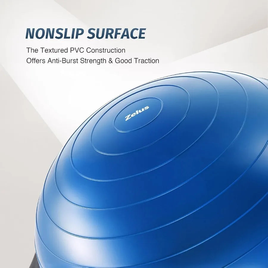 25in. Balance Ball | 660lb Inflatable Half Exercise Ball Wobble Board ...